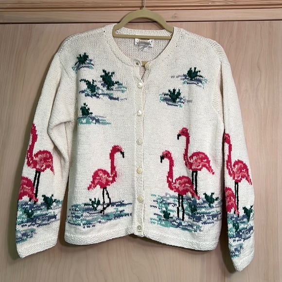Talbots | Sweaters | Vintage Talbots Hand Knit Flamingo Sweater | Poshmark